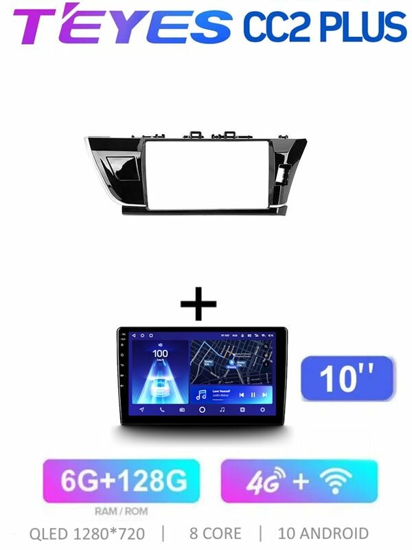 Магнитола 10" Teyes CC2 Plus 6/128 Gb для Toyota Corolla 11 2013-2017 (Middle East) Правый руль (B)