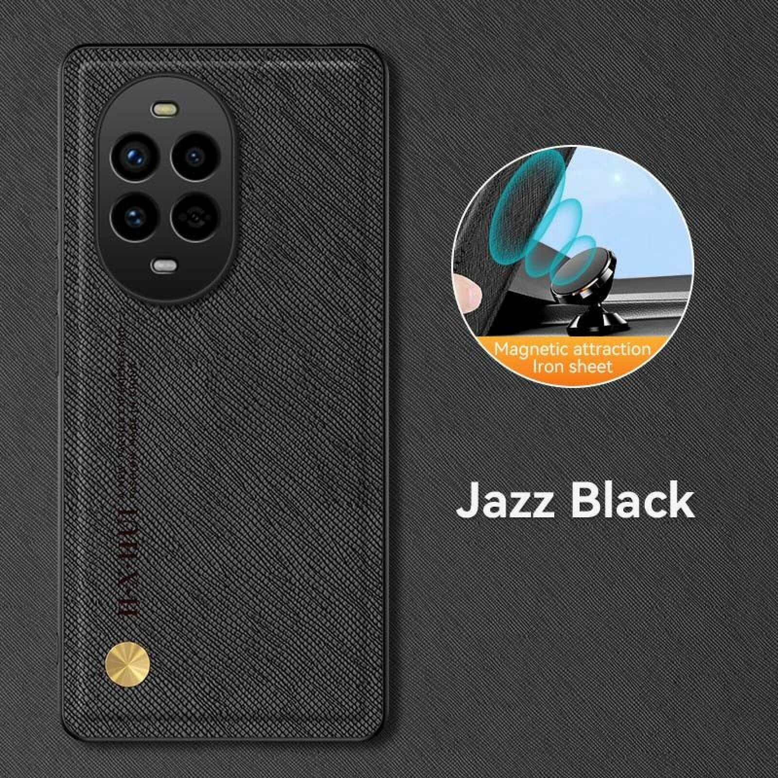 Кожаный чехол-книжка MyPads для Huawei Nova 13 Pro с точными вырезами и защитой Jazz Black