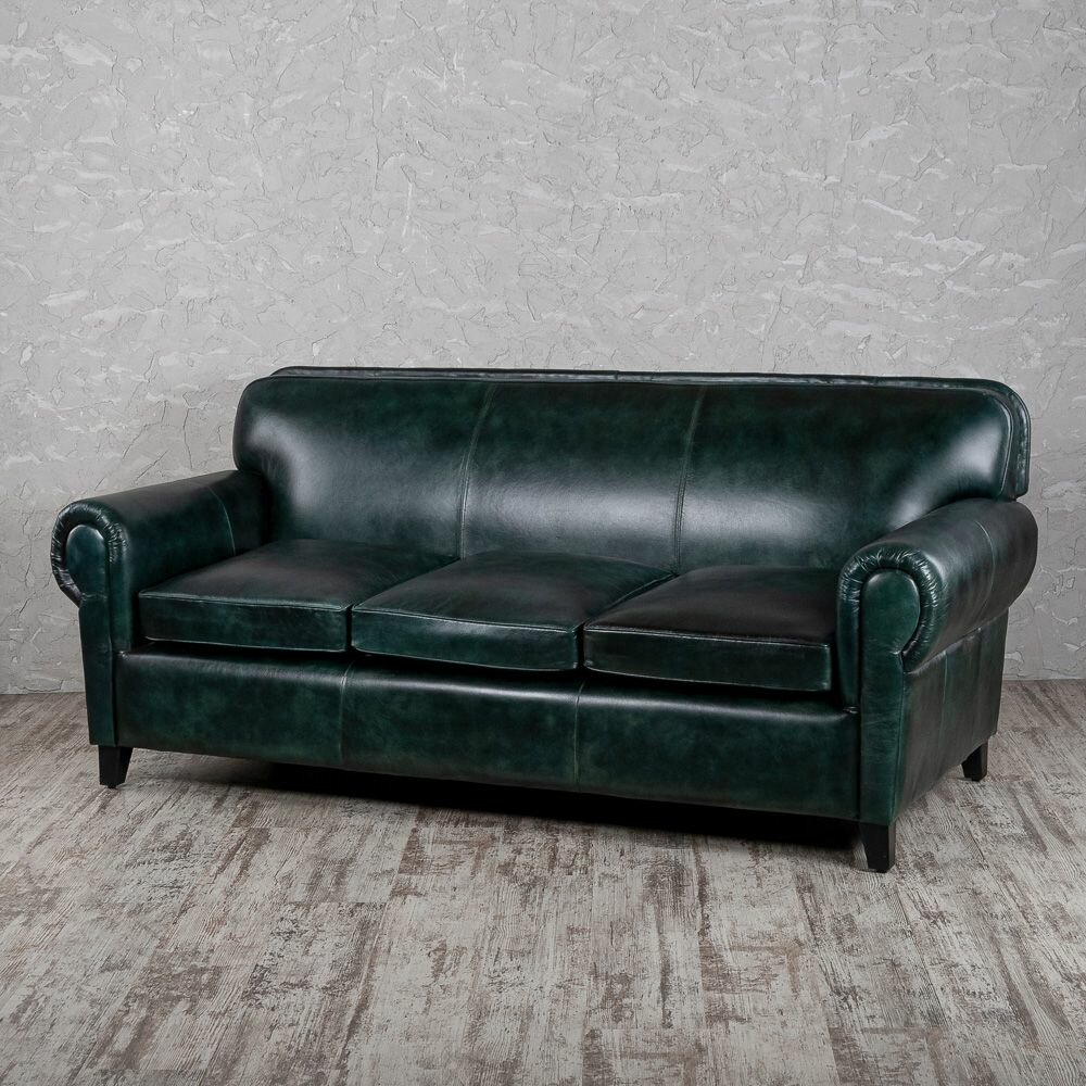 Диван кожаный Decor of today Элегант 02142 Зеленый Размеры: Высота 900мм Глубина 900мм Ширина 2040мм