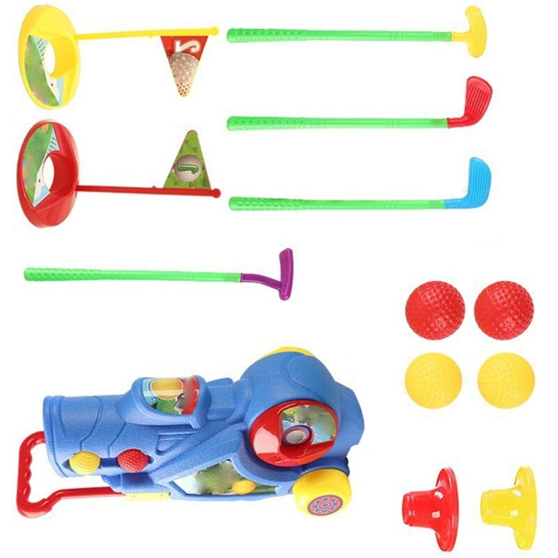 Детский Набор Для Гольфа С Портативным Выдвижным Футляром, Спортивная Игрушка Для Занятий Спортом В помещении и На открытом Воздухе Для Развития Навыков Координации