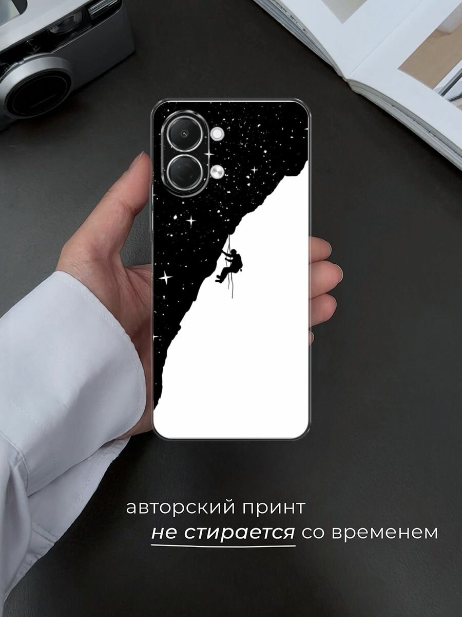 Чехол на Tecno Spark Go 3 / Текно Спарк Го 3 с принтом Космический альпинист — фото 1