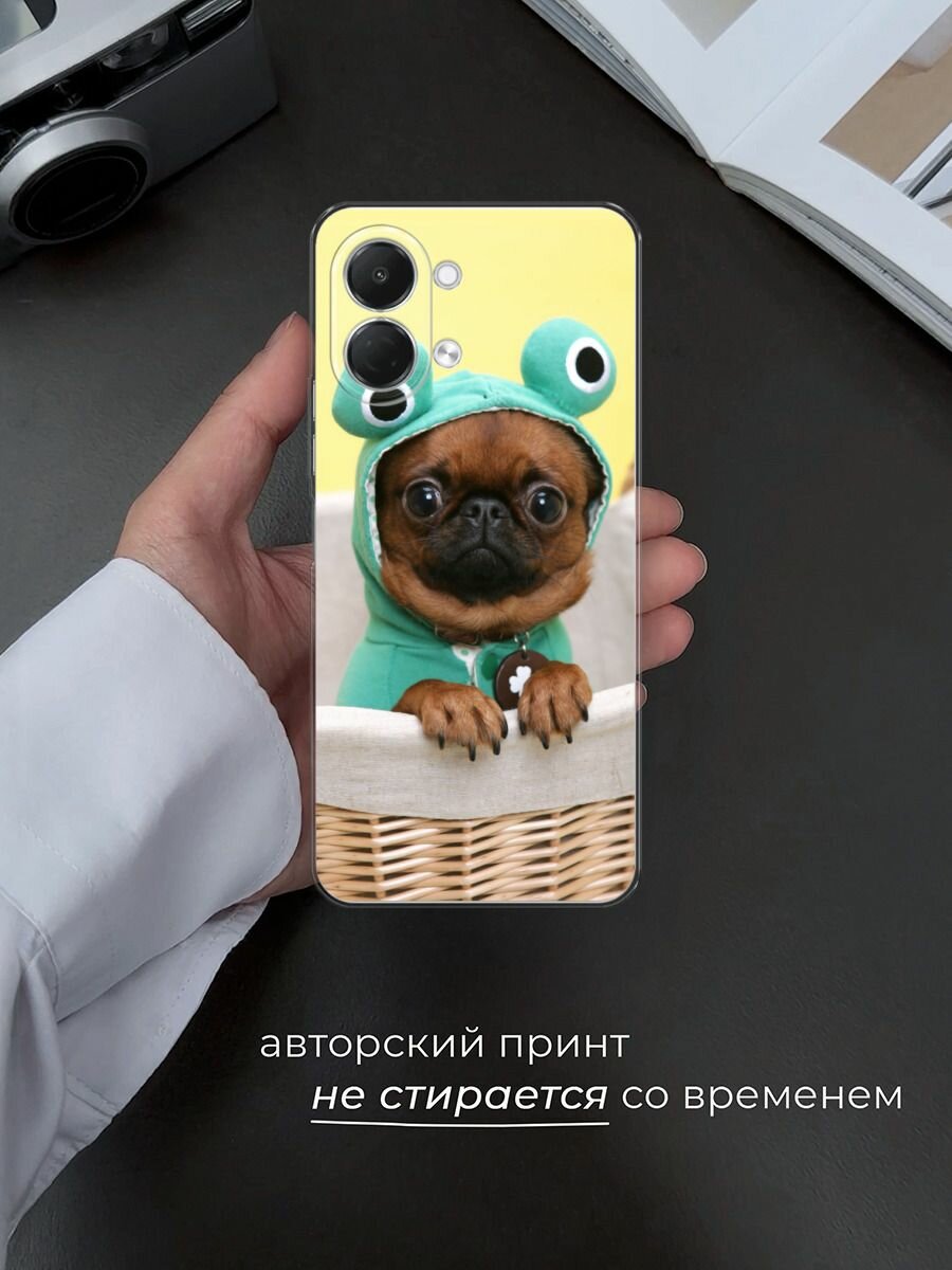 Чехол на Tecno Spark Go 3 / Текно Спарк Го 3 с принтом Собачка в шапке лягушки — фото 1