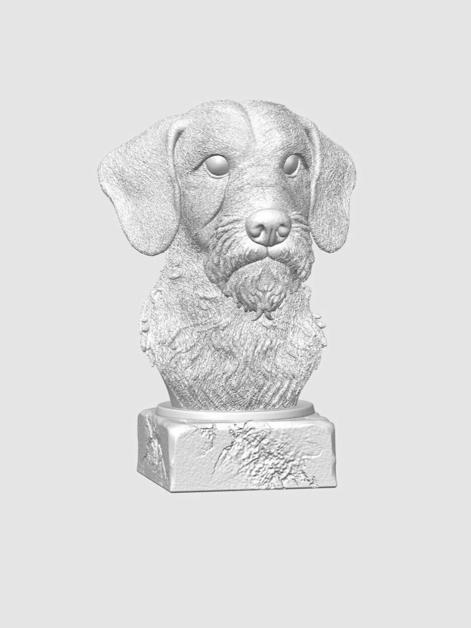 Эксклюзив! Бюст Жесткошерстной Таксы (10см, белый матовый) - Верный друг, подарок, талисман