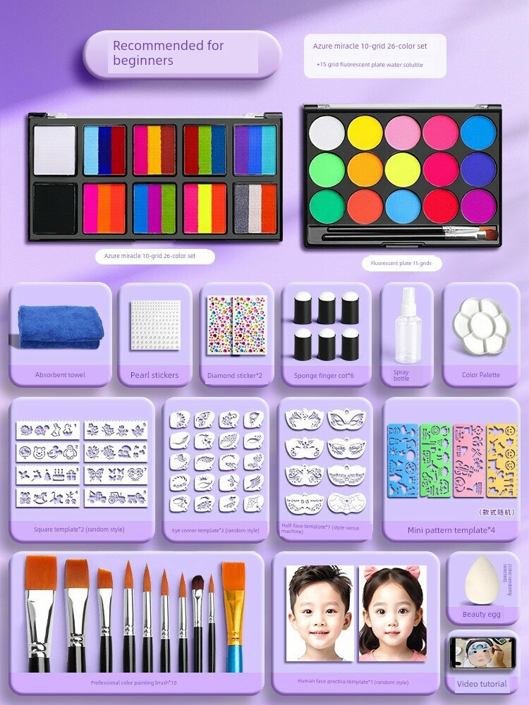 Нетоксичный набор для рисования на лице для детей, водорастворимая краска для тела, безопасная роспись на лице,