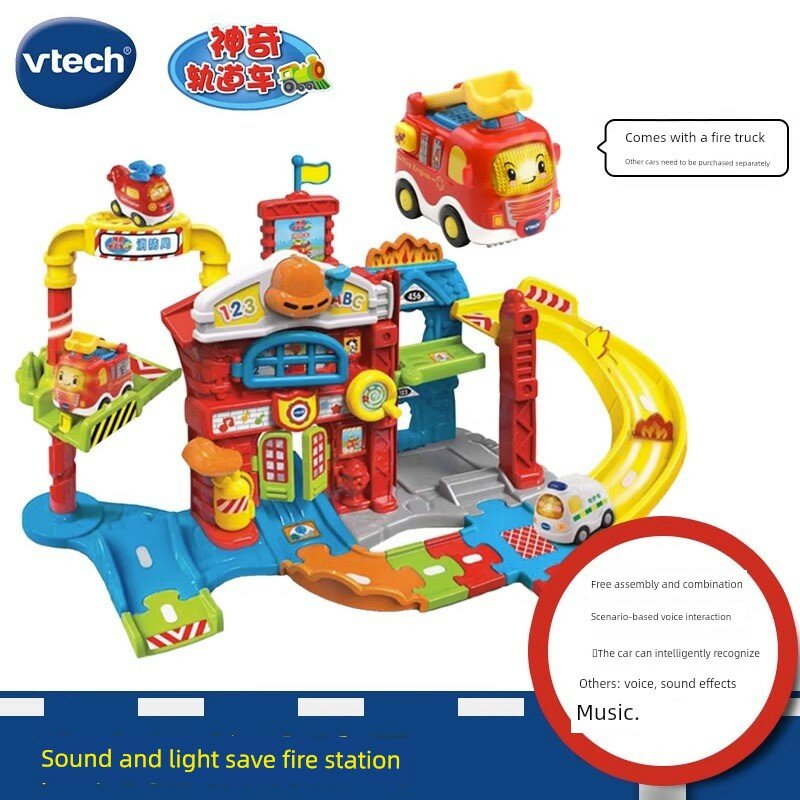 Набор волшебных железнодорожных путей Vtech с звуком и светом - Тема пожарной станции обучающая игрушка