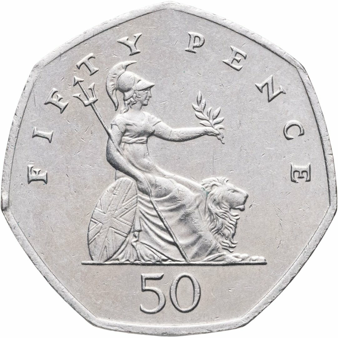 Великобритания 50 пенсов pence 1998, Мельхиор медь-никель, в сохранности XF