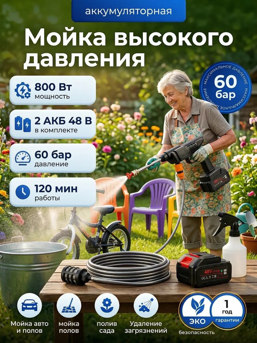 Мойка высокого давления аккумуляторная для автомобиля