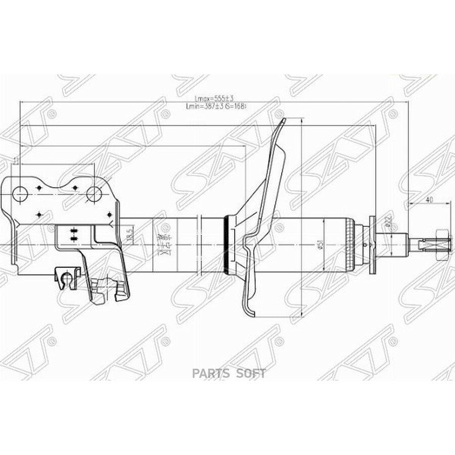 Стойка передняя Nissan X-Trail 00-07 (Справа) от официального дистрибьютора, SAT, артикул ST543028H725