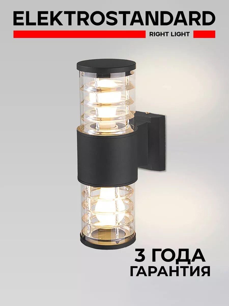 Уличный настенный светильник Elektrostandard Strada 1407 TECHNO, E27, цвет черный, IP54