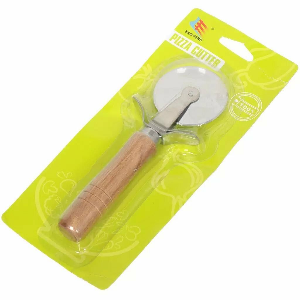 Нож для пиццы и теста кухонный, нержавеющая сталь, деревянная рукоятка, 5.5 см, артикул Y3-1068