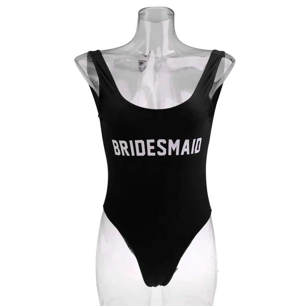 MagiDeal BRIDESMAID Цельный черный купальник из нейлона для свадебных вечеринок и летнего отдыха Размер S — фото 1