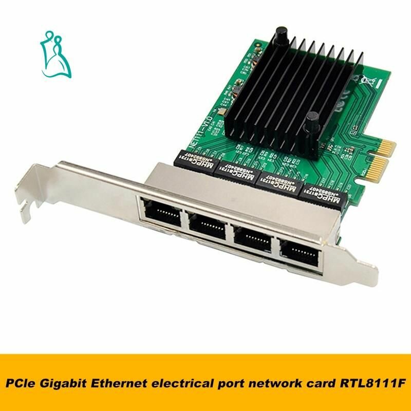 (RRIIMMB))Pci-E X1 Гигабитная сетевая карта Pci-Express 4-портовая Ethernet Rtl8111F Сетевая