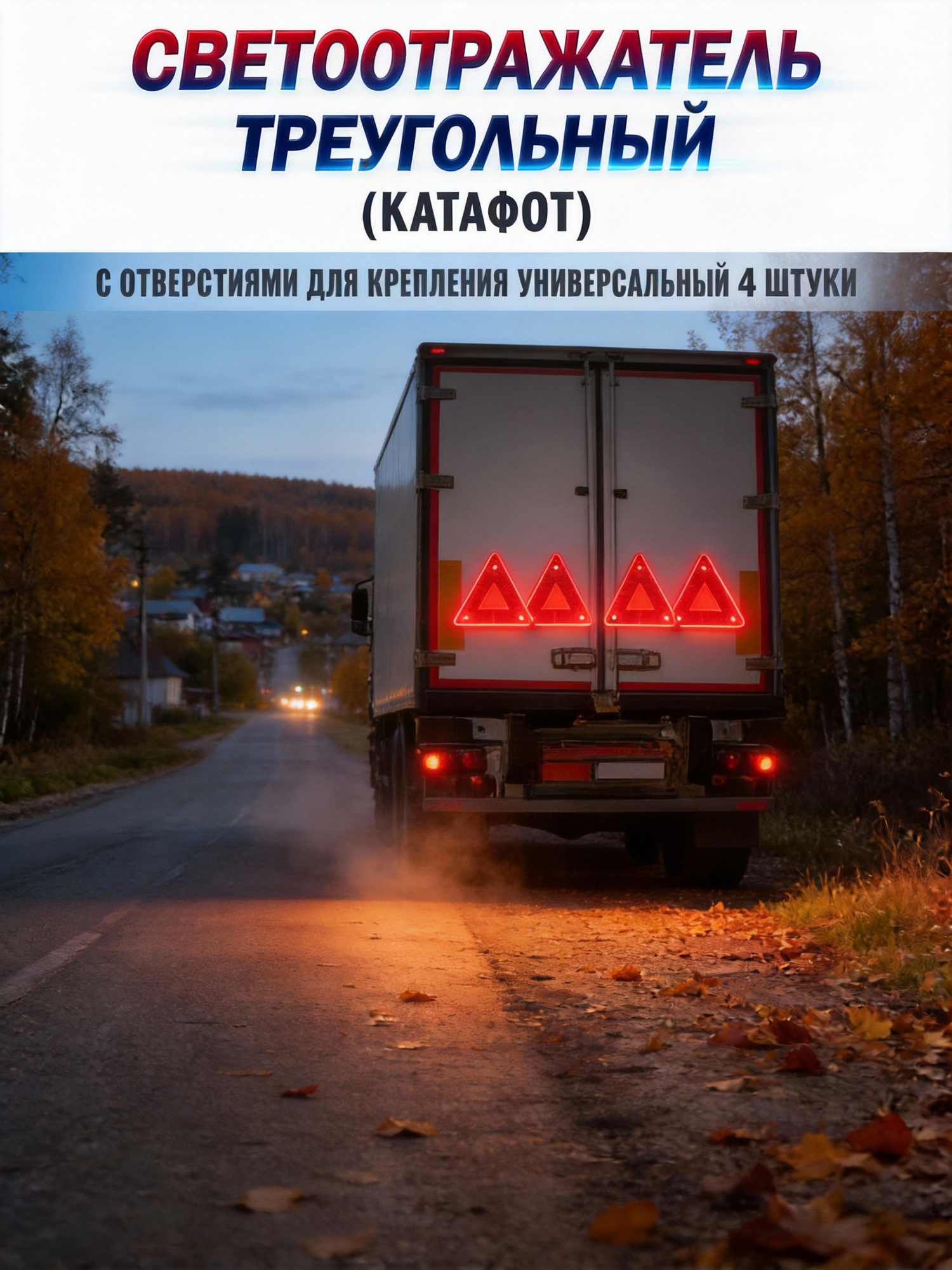 Катафоты треугольные 4 шт, красные светоотражающие панели ABS для прицепа, автофургона и автомобиля