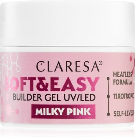 Claresa Гель-основа для ногтей Soft&Easy Builder Gel, оттенок milky pink, 12 г