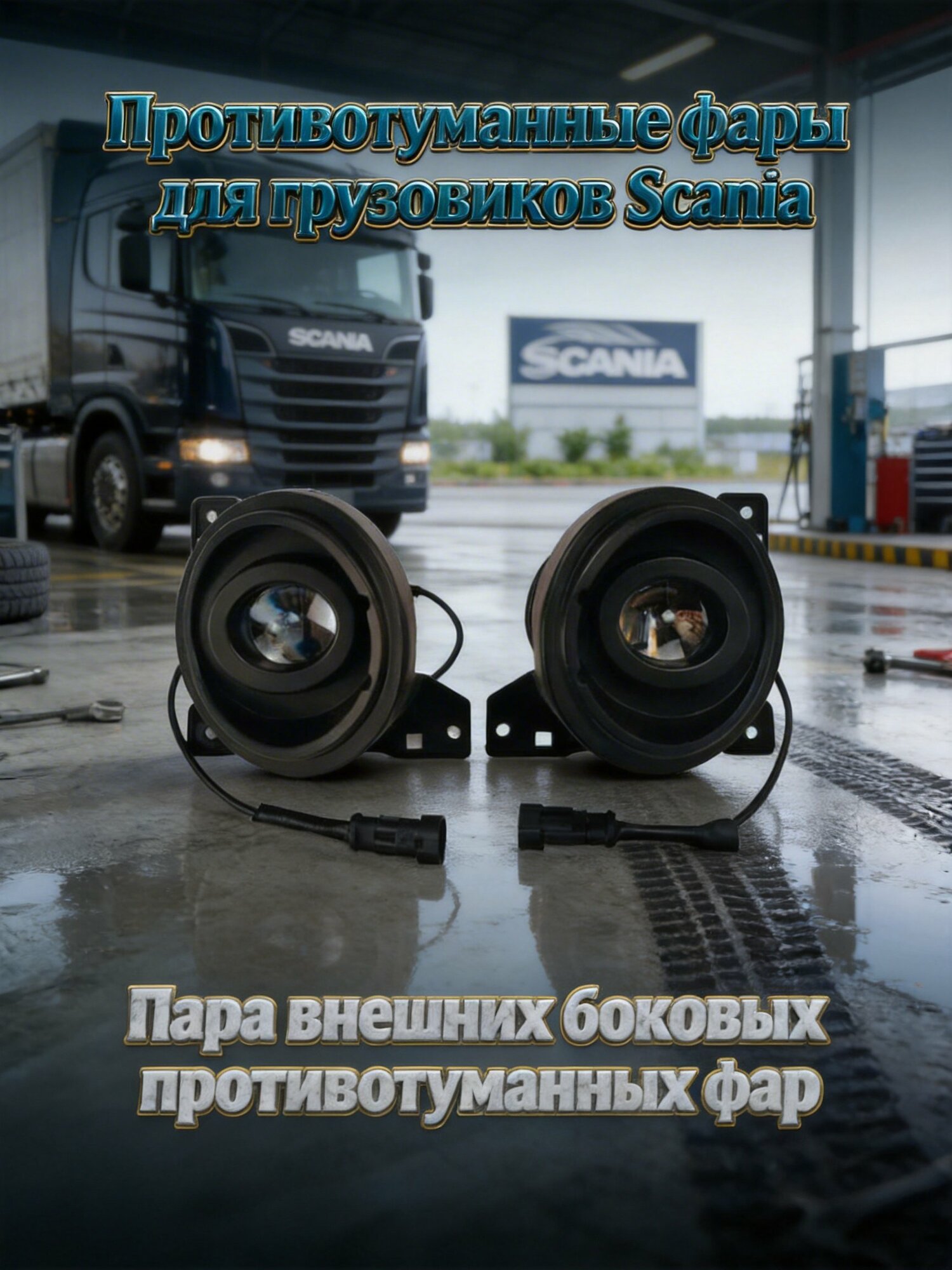 Противотуманные фары для Scania 5, комплект с установленными лазерными модулями для ближнего света