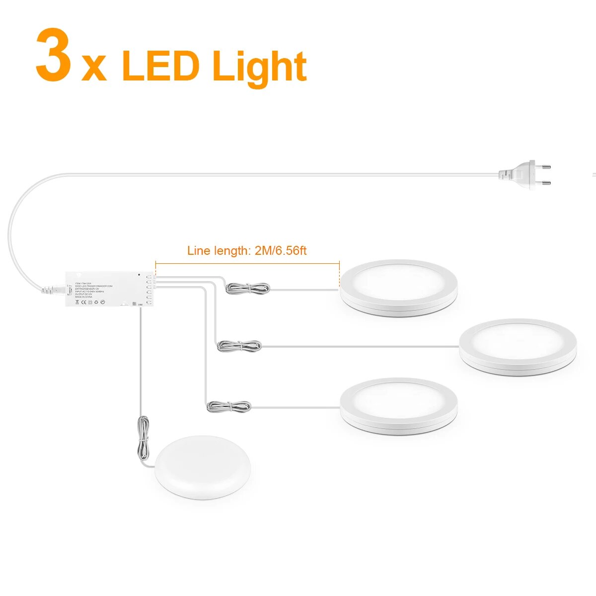 1-6 штук ультратонкий светодиодный потолочный панельный свет 5Вт 12В с регулировкой яркости и сенсорным управлением для подсветки шкафов, витринных полок, шкафчиков и стен