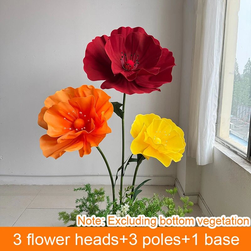 Искусственные цветы маки, 3 шт, Цвет: 3PCS Flower Set 01