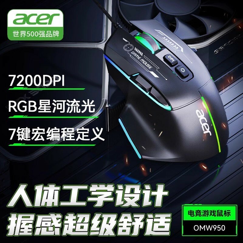 Кросс-граничный проводной RGB-мышь с цветной подсветкой для ноутбука и настольного компьютера, 7-кнопочная
