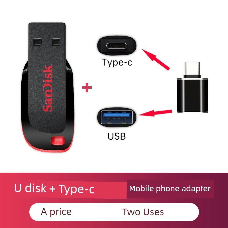 SanDisk CZ50 16 ГБ высокоскоростной USB-накопитель с адаптером Type-C - компактный бизнес-вариант с шифрованием для