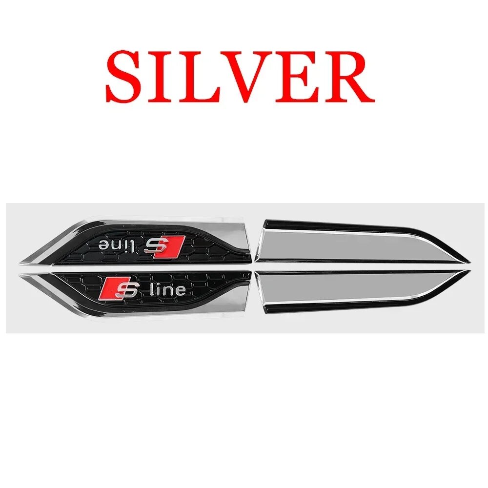 Наклейки на крылья Audi Sline Silver, 2 шт.