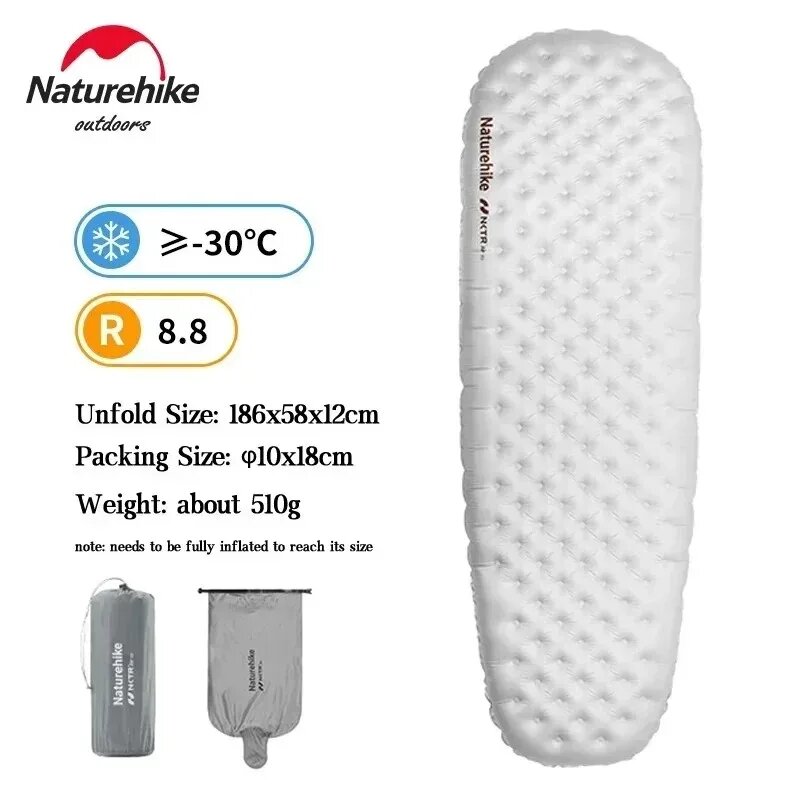 Naturehike Коврик для кемпинга 3.2/5.8/8.8 Высокое значение R Ультралегкий Теплый Надувной Матрас Внешний Портативный Складной Надувной Коврик-R8.8-186x58cm-Мумия