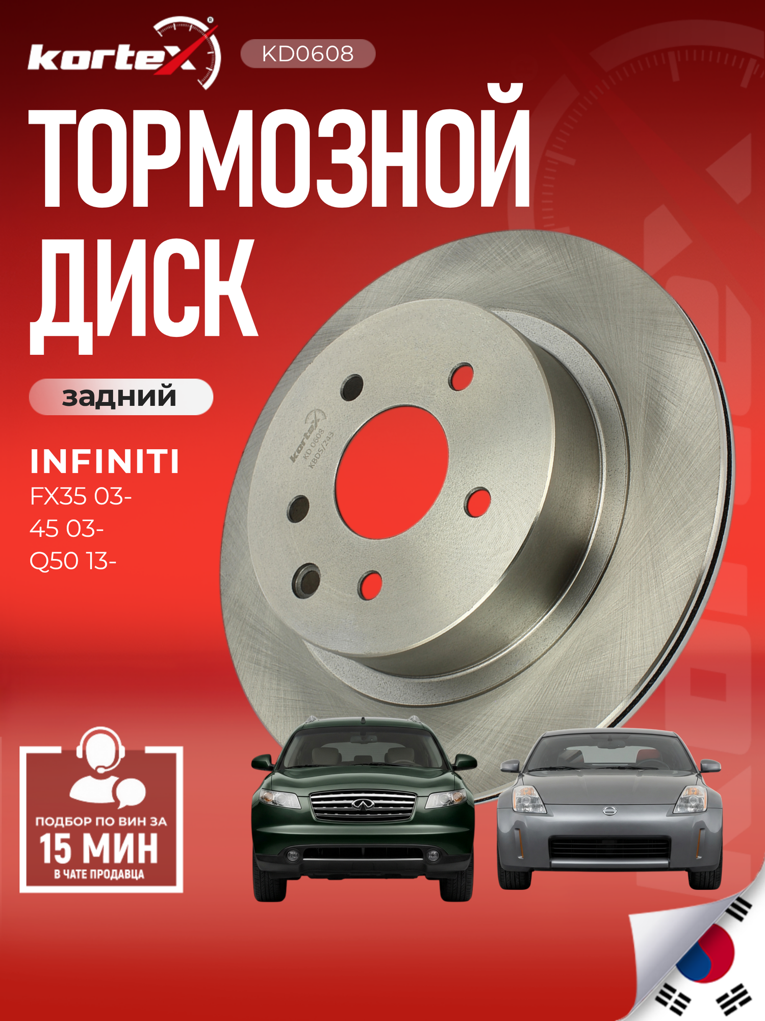 Диск тормозной Kortex для INFINITI FX35 / 45 / Q50 задний (d - 307mm)