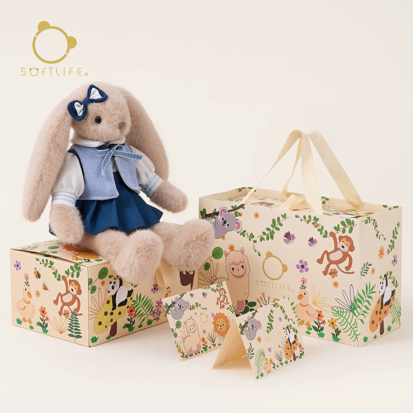 Мягкая игрушка-зайчик Softlife с забавной подарочной коробкой для девочек, высота 40 см