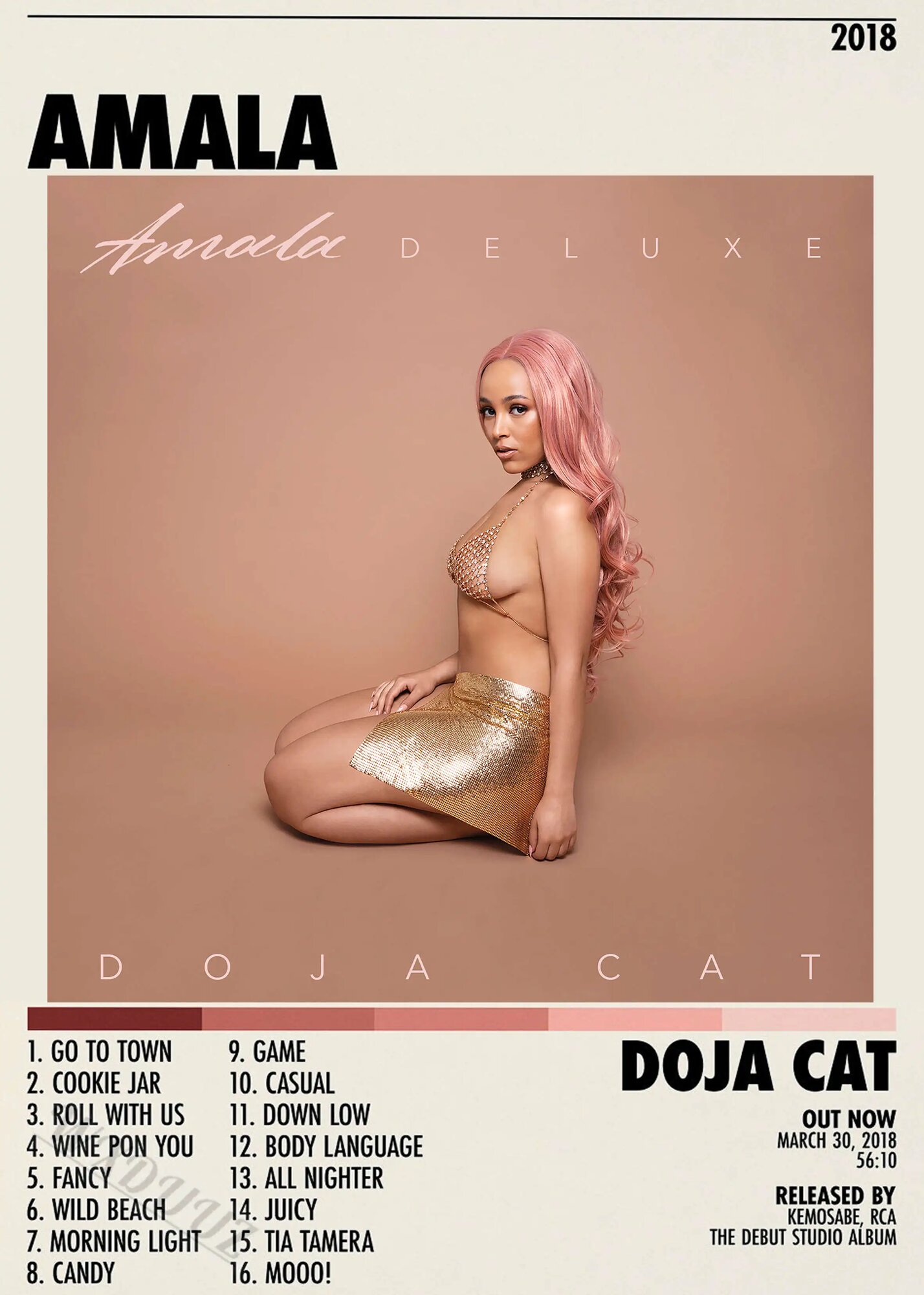 Плакат Doja Cat Amala Deluxe 40x50cm, цвет G