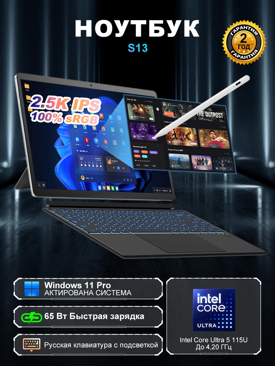 Ноутбук Ninkear S13, 13", 16GB+1TB SSD, процессор Intel Core Ultra 5 115U 11-го поколения