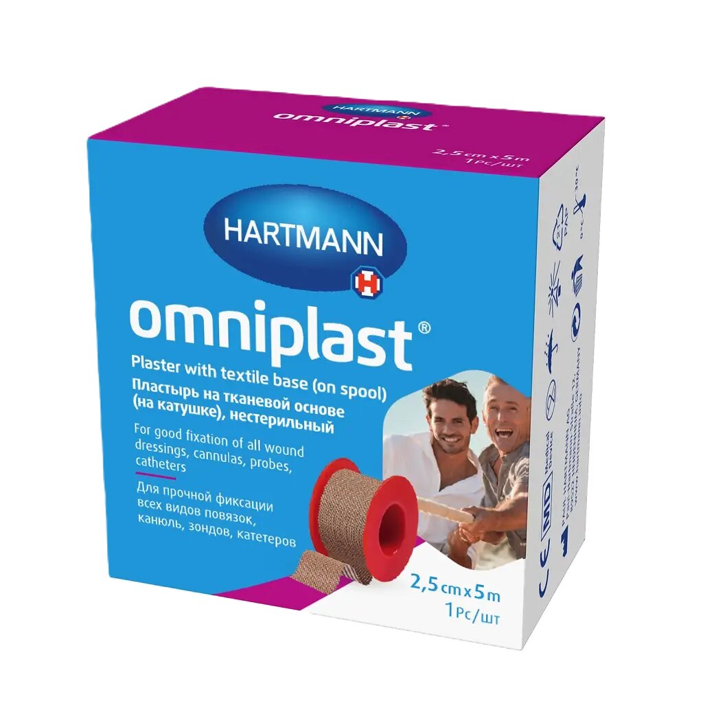 Пластырь Омнипласт/Omniplast тканевой телесного цвета 5 м х 2,5 см 1 шт