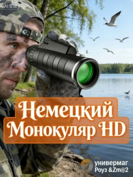 Монокуляр 40x60 Мощный телескоп ночного видения при слабом освещении с держателем для смартфона для охоты и кемпинга