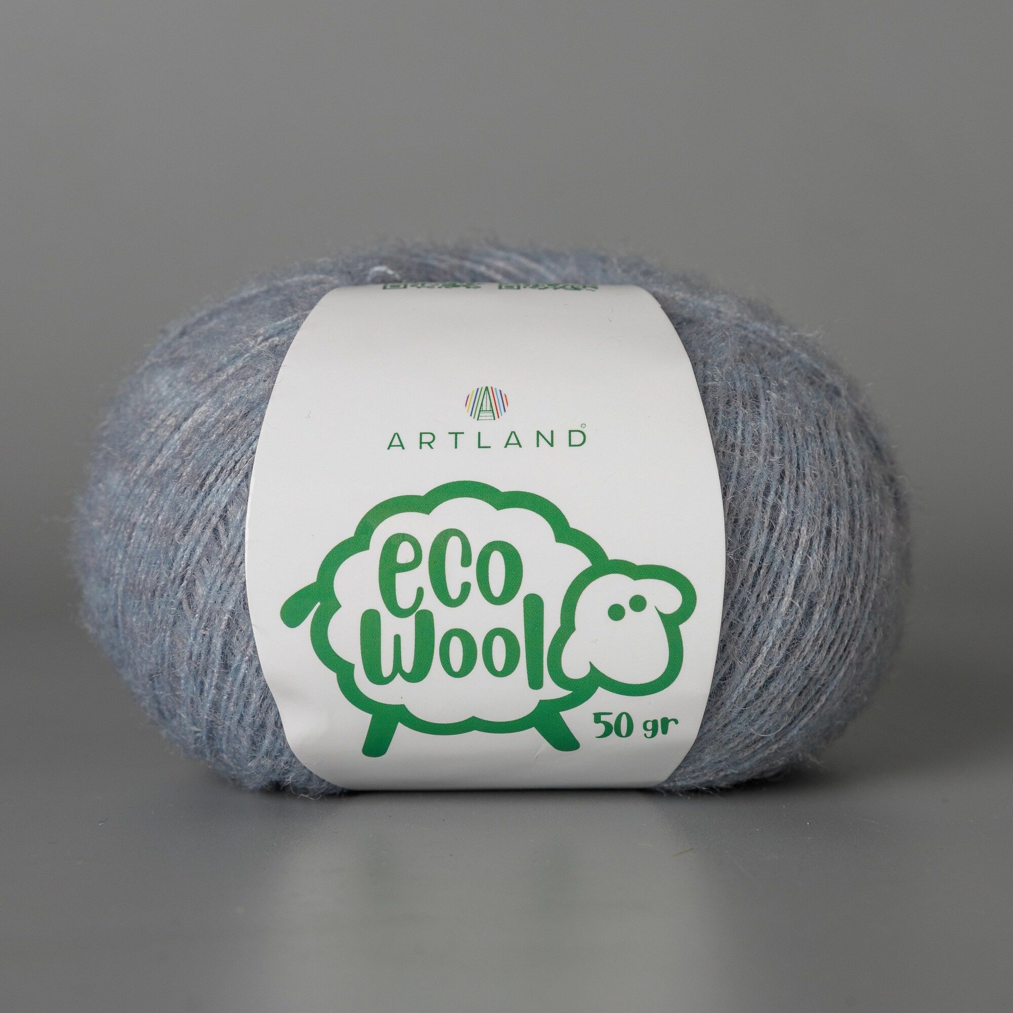 Пряжа для вязания Eco Wool Artland 4 мотка (380 м, 50 гр), цвет 53 серо-голубой