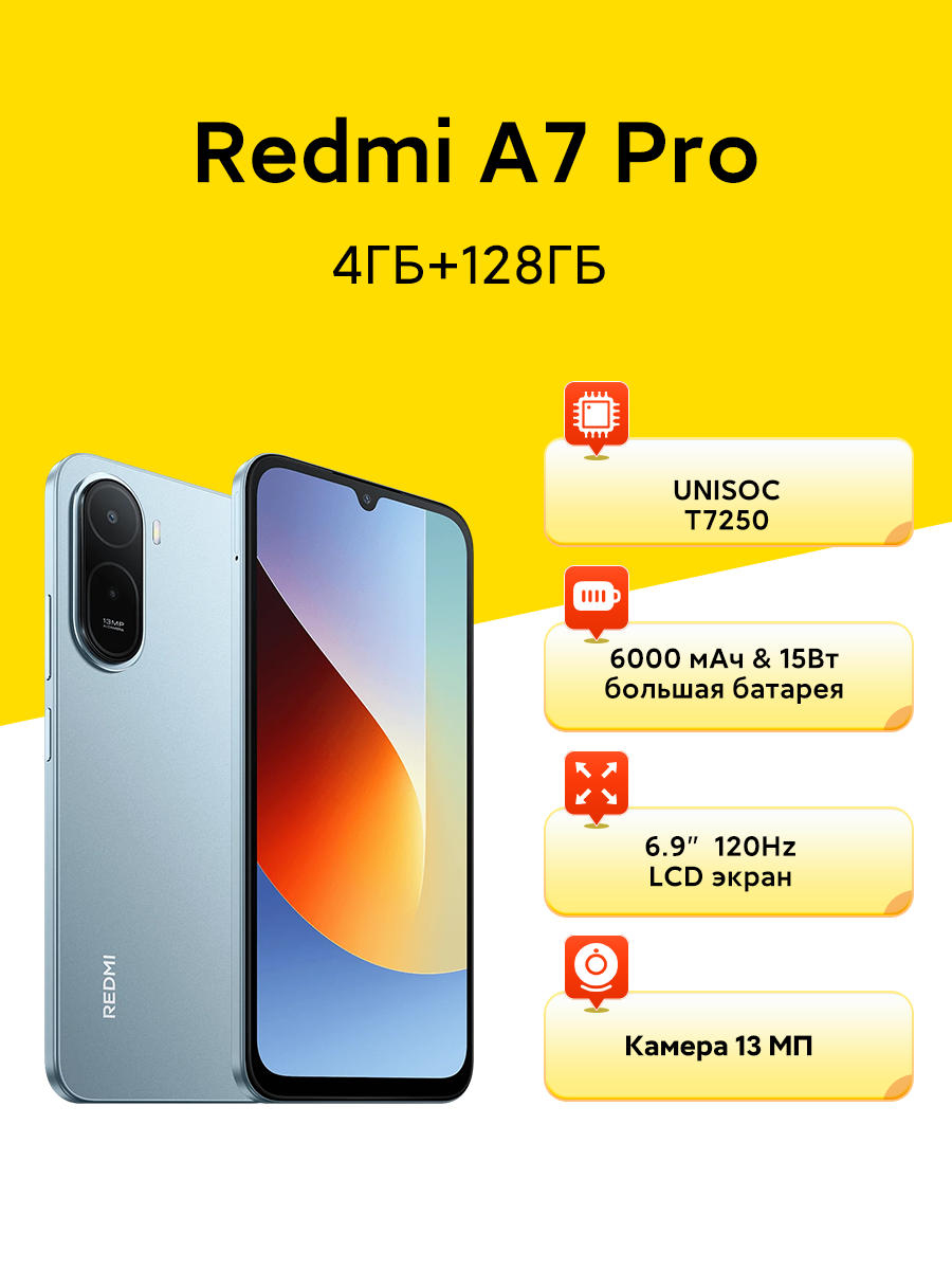 Смартфон Xiaomi Redmi A7 Pro, 4ГБ, 128ГБ, экран 6.9", Android Blue Global NFC