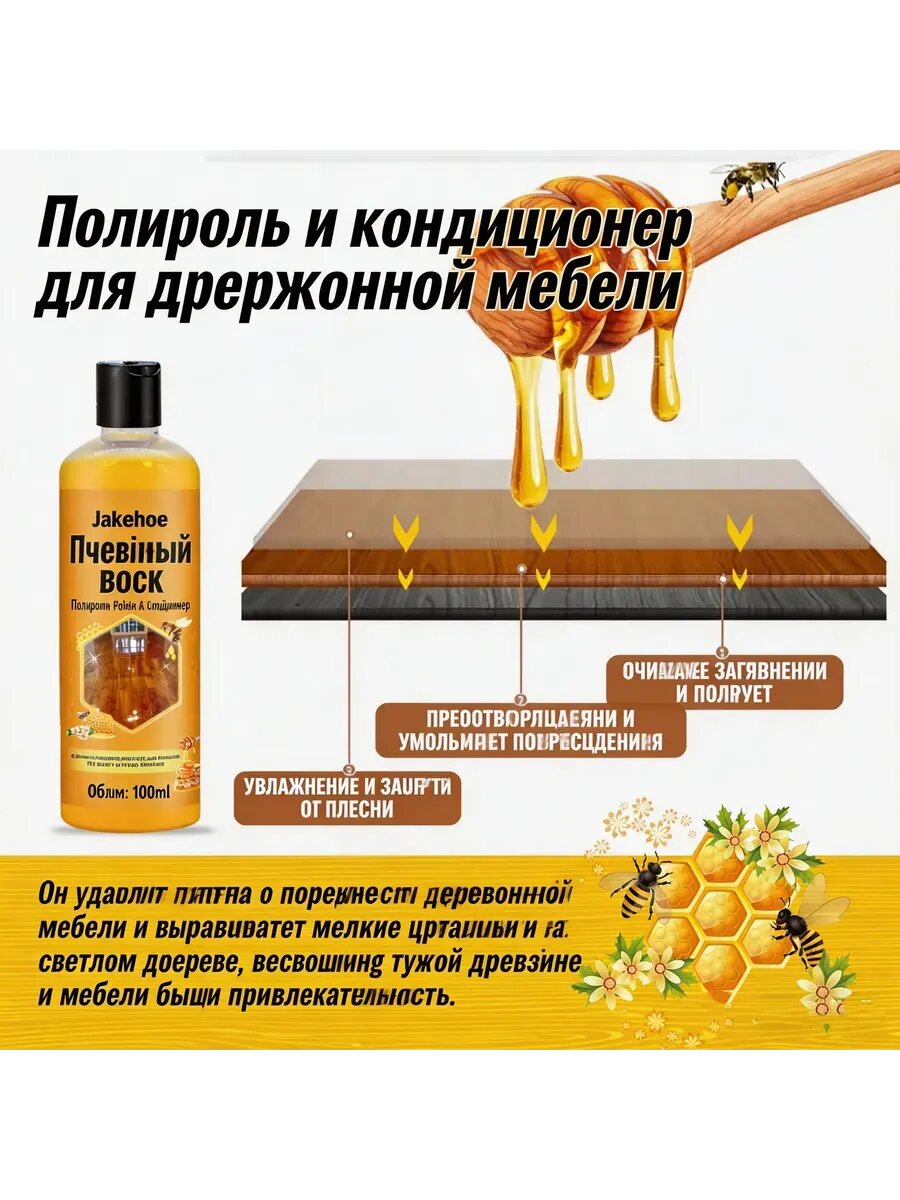 Полироль для мебели, Защита деревянного пола в доме, Чистящий и ухаживающий воск, Осветляет и полирует — фото 1