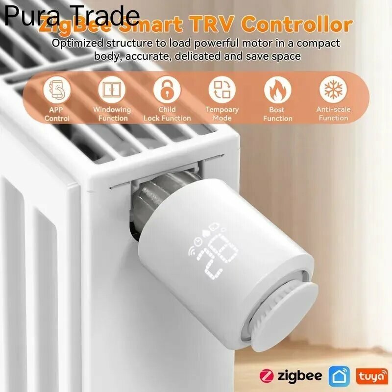 Электронный радиаторный термостат zigbee white Tuya