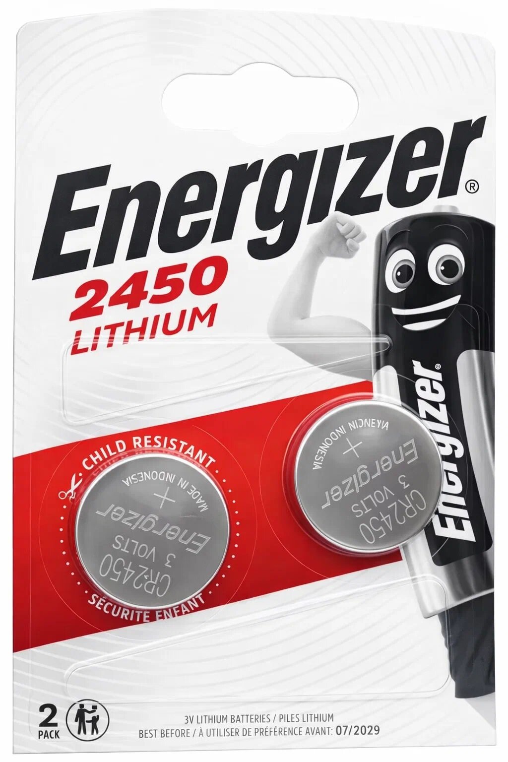 Батарейка Energizer Lithium CR2450, 20 шт. (10 блистеров по 2 шт.)