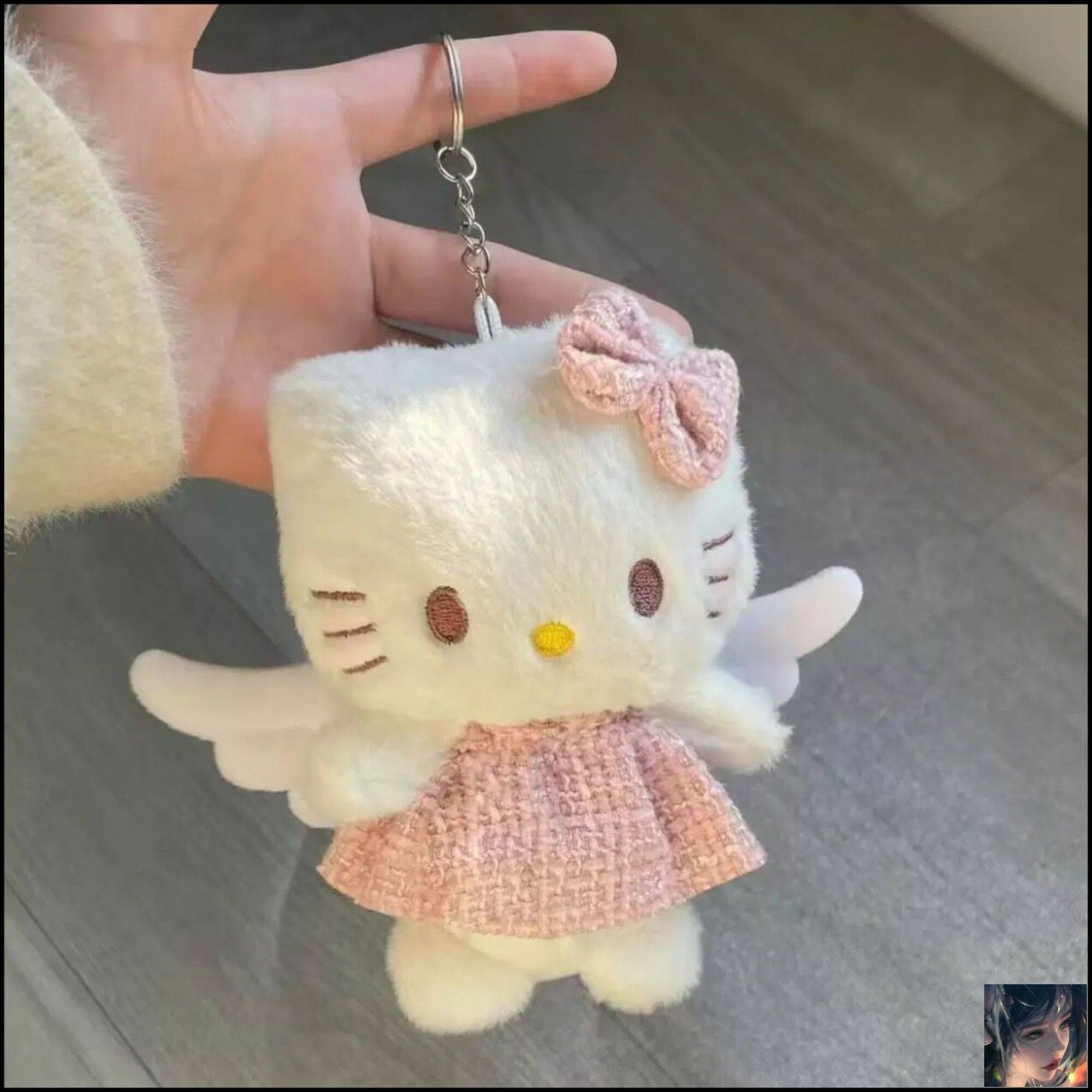 Мягкая игрушка, Мягкий брелок Hello Kitty-ангел в платье со звёздами и крыльями, детская игрушка-кукла на подвеске