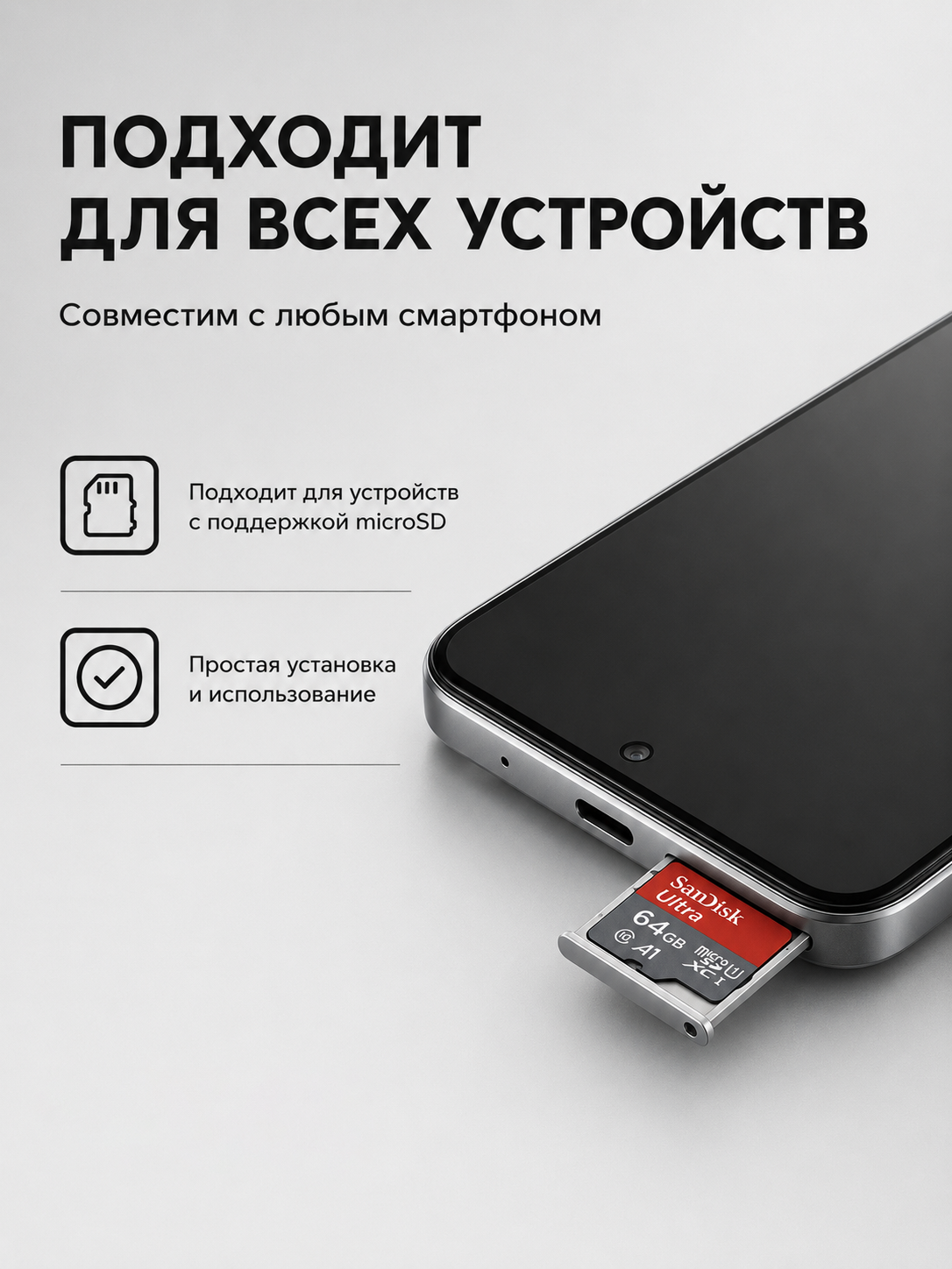Карта памяти Micro SD 64 гб — фото 1