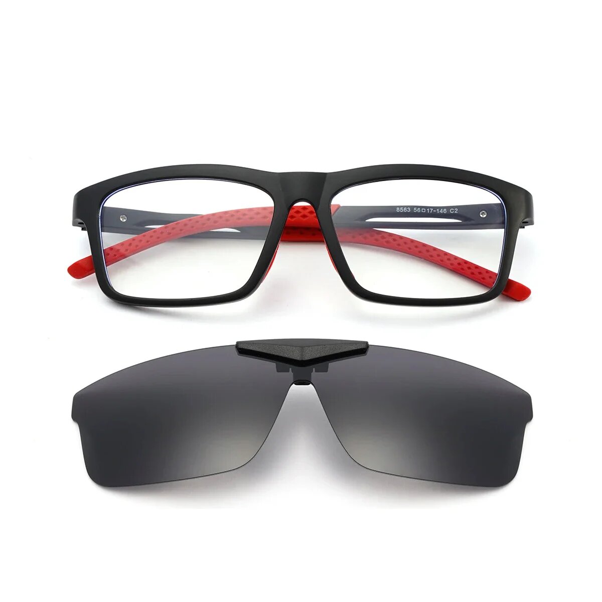 KSVEREN Очки с клип-он поляризованными, Black Red, 0