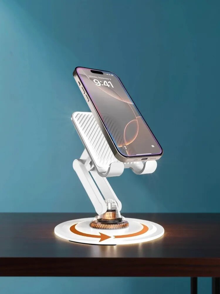 Подставка для телефона 360 Stand, набор из 2 держателей с регулировкой угла наклона и поворотом на 360 градусов; цвет белый