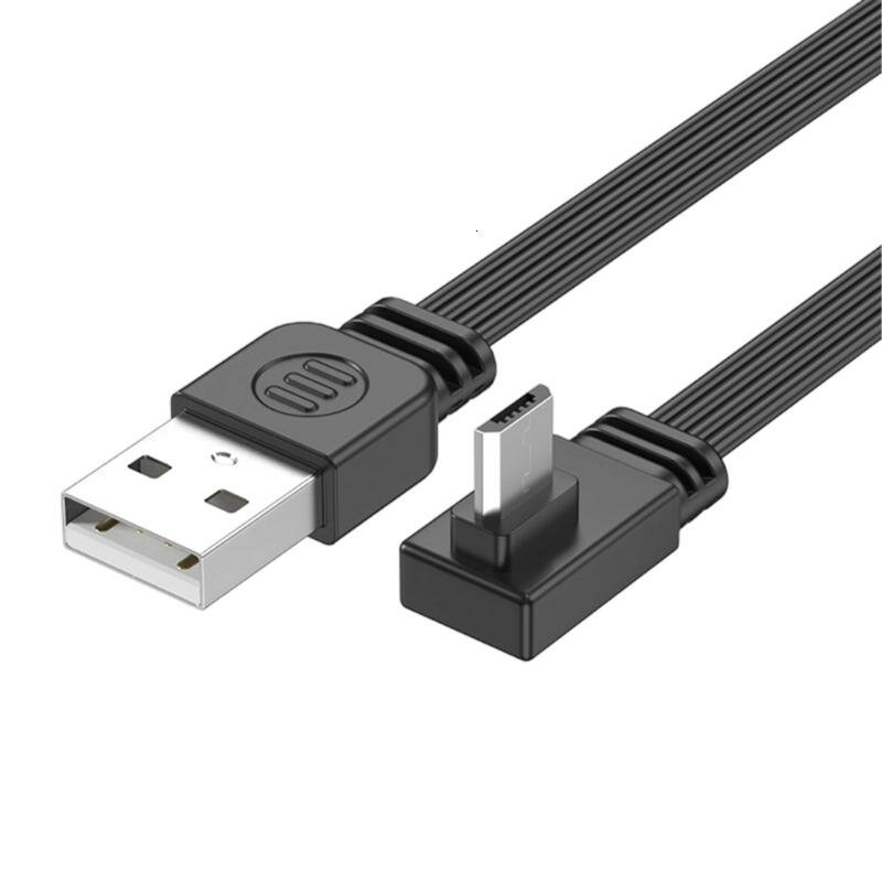 Плоский USB-кабель для зарядки и передачи данных, 1m - Левый изгиб