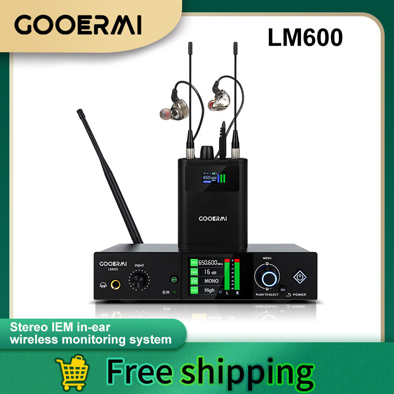 LM600 Беспроводная стерео система ушного мониторинга UHF, 1 приёмник для концертов и выступлений