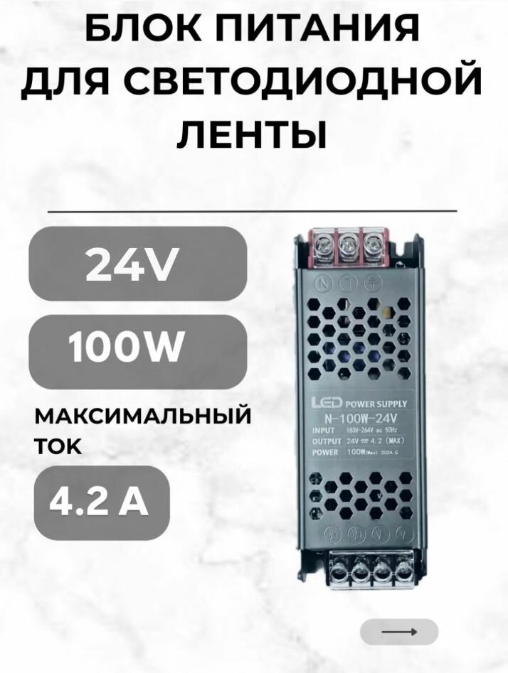 Блок питания для светодиодной ленты 220-24V 100W