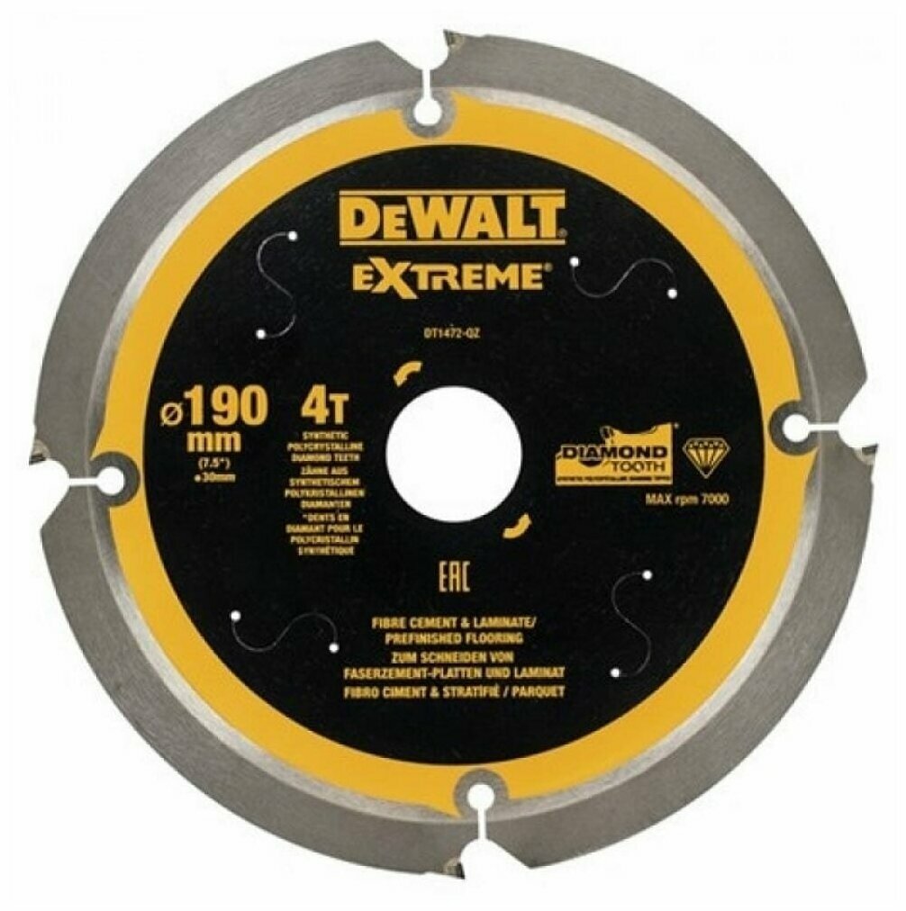 Пильный диск по фиброцементу DeWalt 190х4тх30 мм Extreme DT1472-QZ