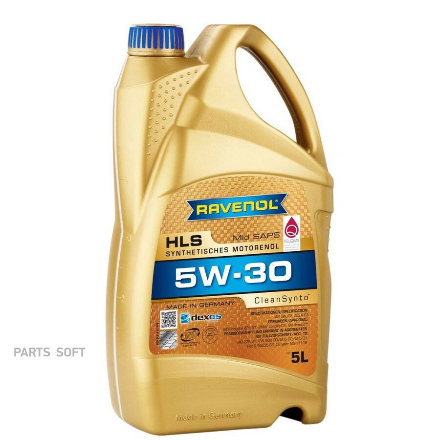 РР°СЃР»Рѕ РРѕС‚рѕсђрѕрѕрµ RAVENOL HLS РЎРёРЅС‚РµС‚РёС‡РµСЃРєРѕРµ 5W-30 CF/SN 5Р». от официального дистрибьютора, RAVENOL, артикул 4014835723054