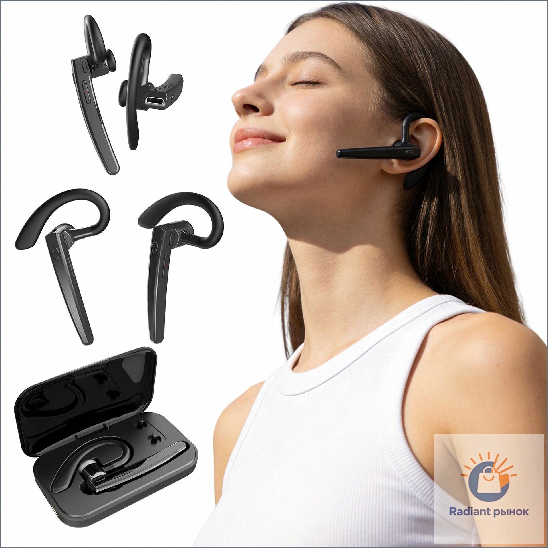 Milochic Наушники беспроводные с микрофоном Беспроводные наушники, Bluetooth, USB Type-C, черный