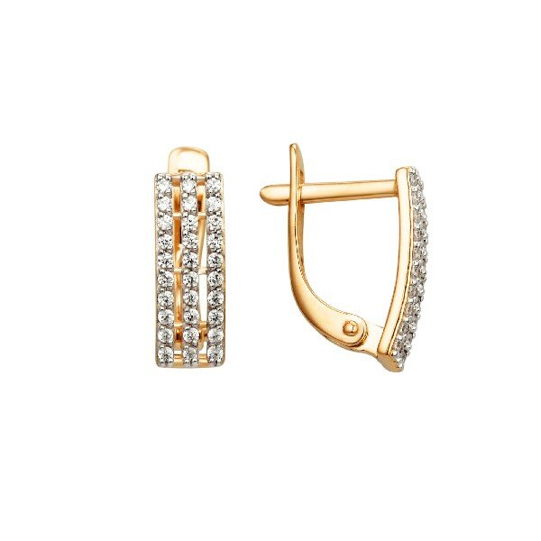 Серьги, красное золото, 585 проба, фианит