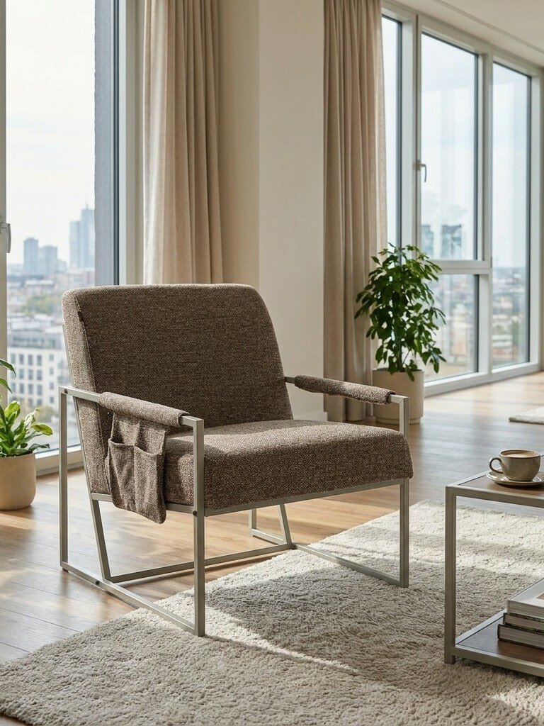Кресло для отдыха TetChair , букле, коричневый, металлический каркас капучино