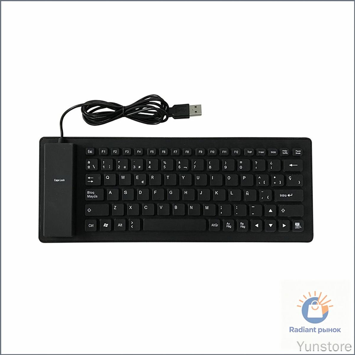 Силиконовая водонепроницаемая складная клавиатура: компактная проводная USB-модель для ПК с универсальной испанской раскладкой, идеальная для путешествий и офиса