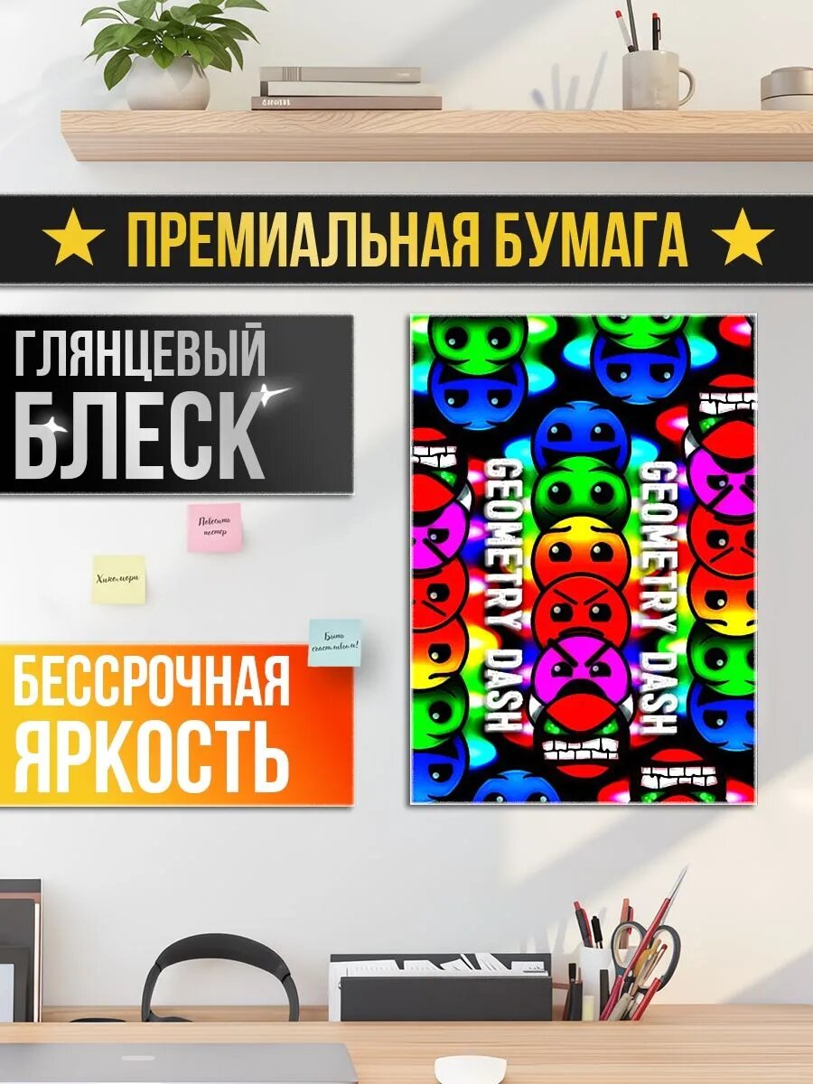 Постер на стену Geometry dash neon gradient — фото 1